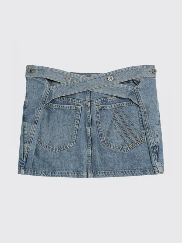 Attico Belted Denim Mini Skirt