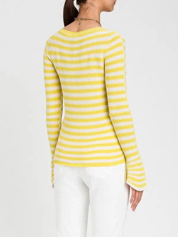 TWINSET Striped Cotton Blend Crewneck Sweater