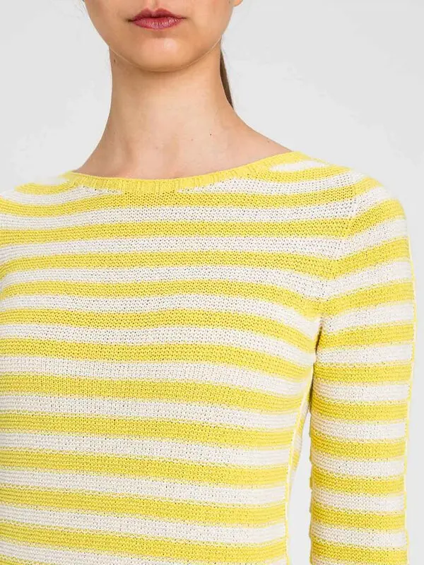 TWINSET Striped Cotton Blend Crewneck Sweater