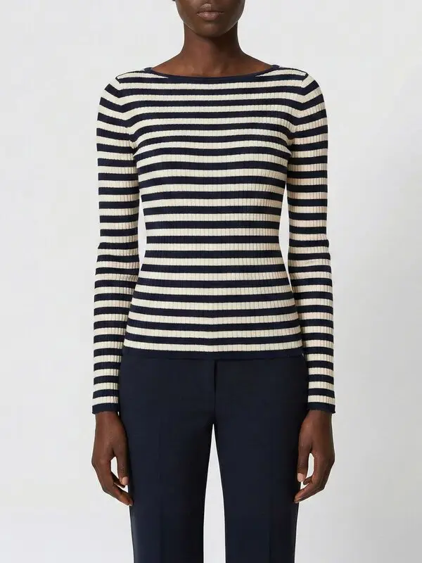 TWINSET Striped Cotton Blend Crewneck Sweater - Multicolor