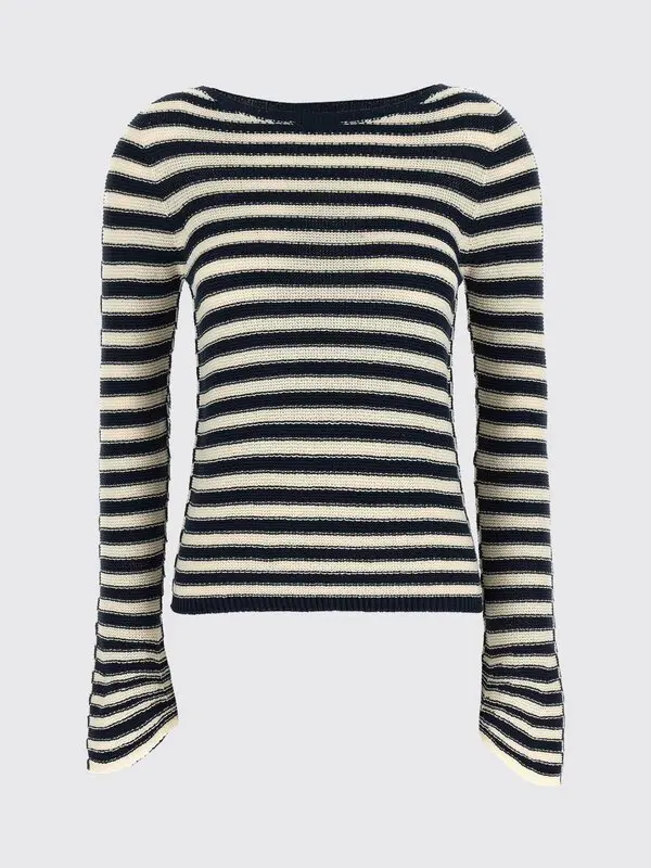TWINSET Striped Cotton Blend Crewneck Sweater - Multicolor