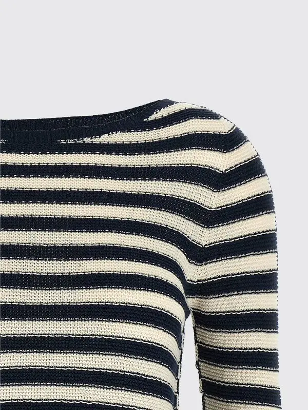 TWINSET Striped Cotton Blend Crewneck Sweater - Multicolor