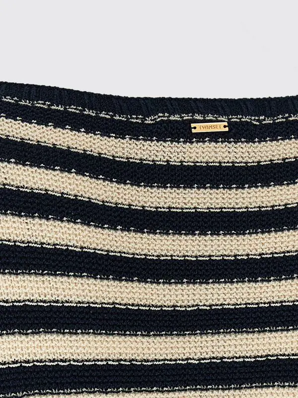 TWINSET Striped Cotton Blend Crewneck Sweater - Multicolor