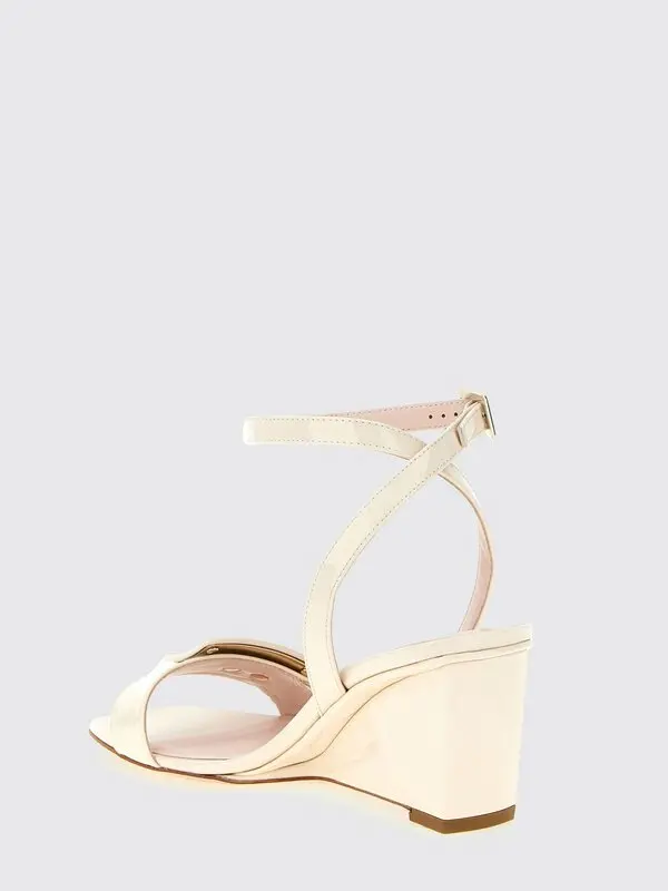 ROGER VIVIER Belle Vivier Wedge Sandals In Patent Leather - White