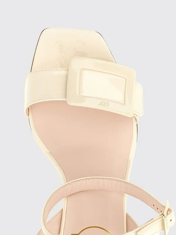 ROGER VIVIER Belle Vivier Wedge Sandals In Patent Leather - White