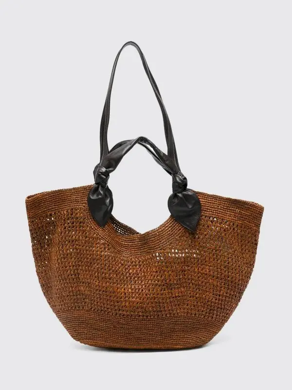 Hereu Fonol Crochet Raffia And Nappa Leather Bag - Brown