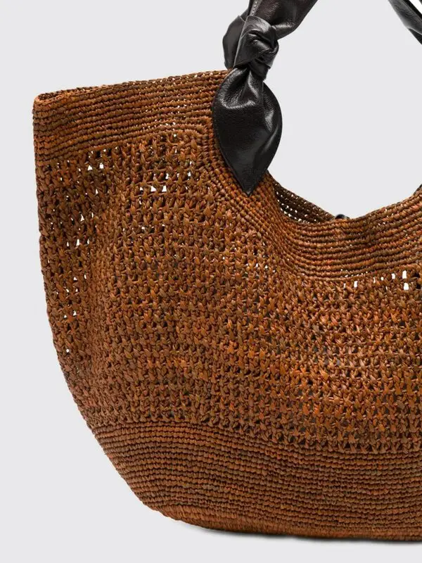 Hereu Fonol Crochet Raffia And Nappa Leather Bag - Brown