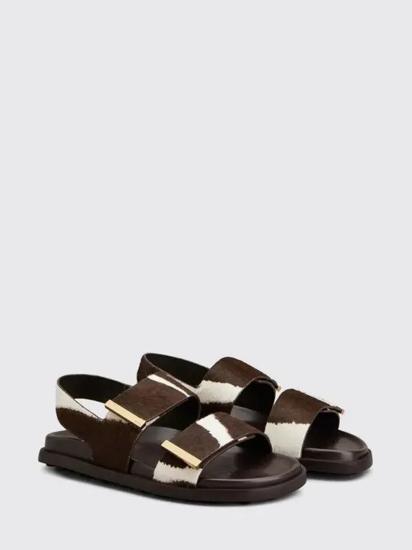 TOD'S Cow Print Pony Hair Slingback Sandals - Brown