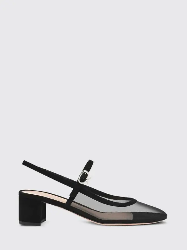 GIANVITO ROSSI Suede And Mesh Slingback Pumps - Black