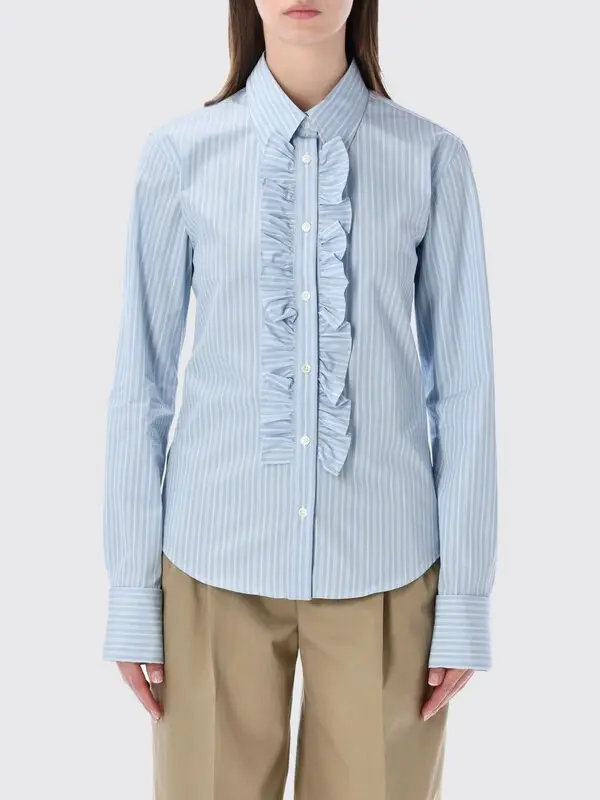AMI Paris Striped Ruffled Shirt