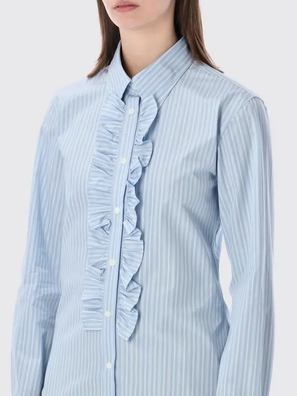 AMI Paris Striped Ruffled Shirt