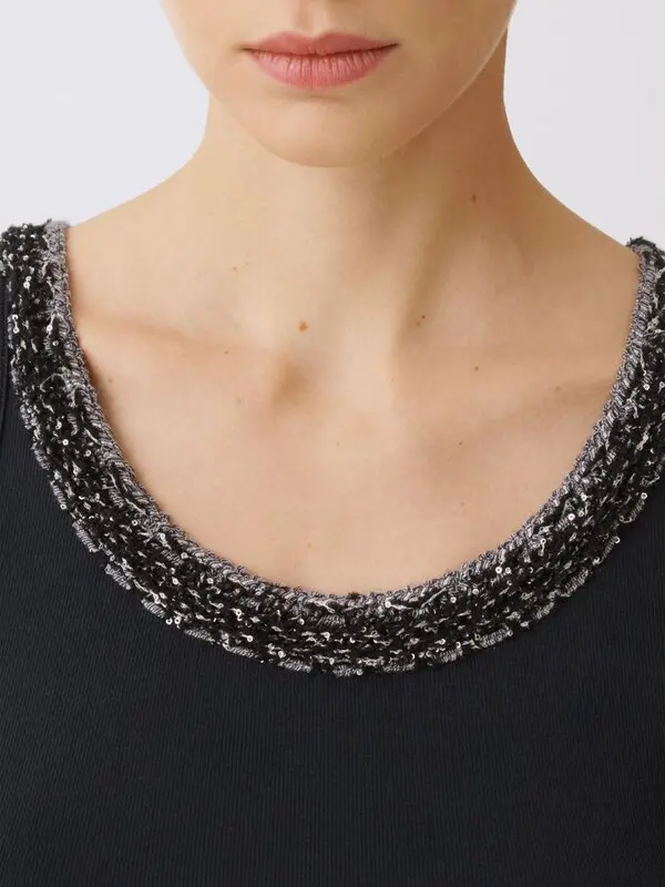 Fabiana Filippi Embellished Neck Tank Top - Black