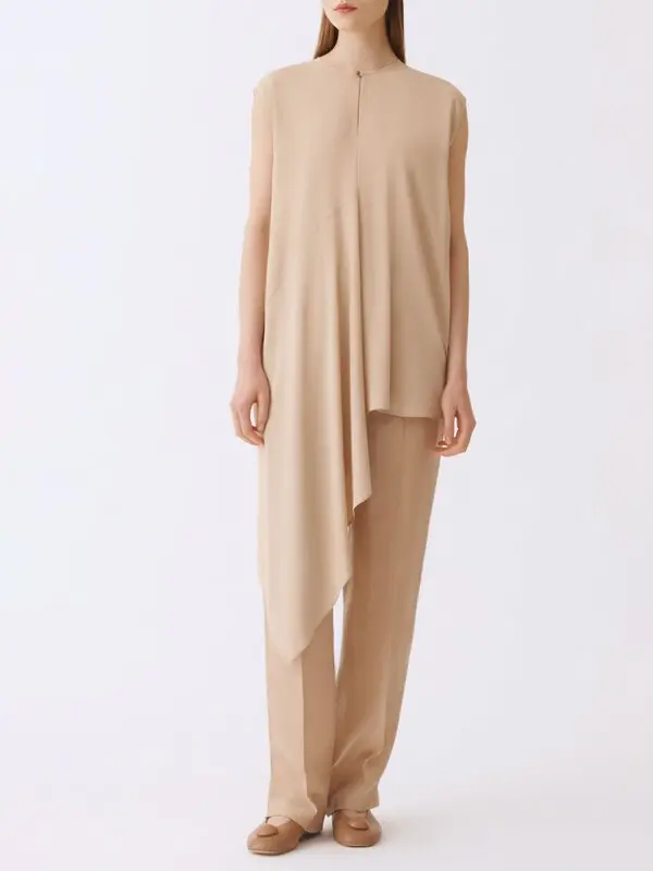 Fabiana Filippi Sleeveless Draped Top - Beige