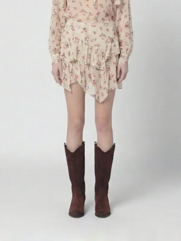 Isabel Marant Étoile Floral Print Ruffled Mini Skirt - Beige