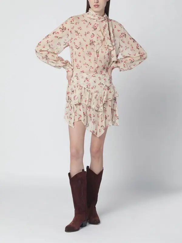 Isabel Marant Étoile Floral Print Ruffled Mini Skirt - Beige