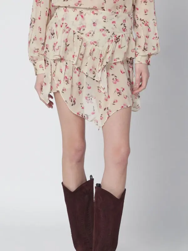 Isabel Marant Étoile Floral Print Ruffled Mini Skirt - Beige
