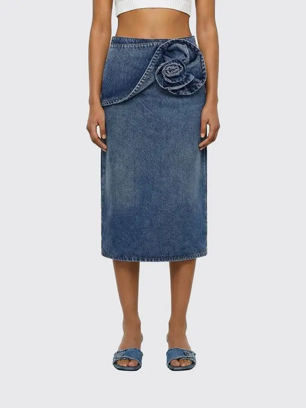 Magda Butrym Cotton Denim Midi Skirt - Blue
