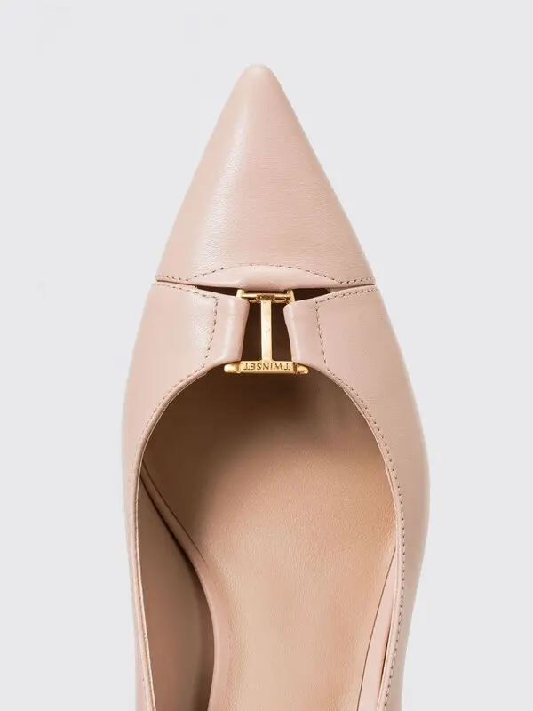 TWINSET Sheepskin Leather Pumps With Stiletto Heel - Peach