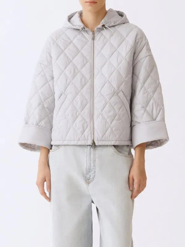 Fabiana Filippi Quilted Hooded Puffer Jacket - Gnawed Blue