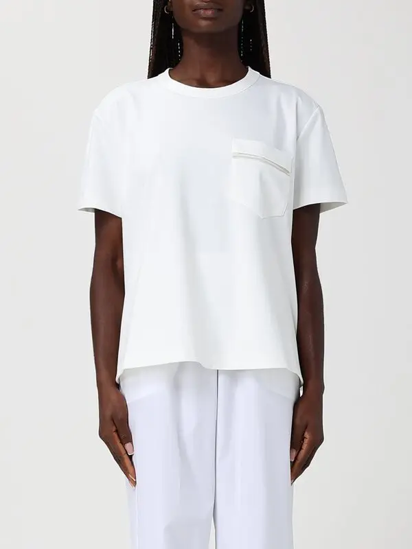 Fabiana Filippi Stretch Viscose Blend T-shirt With Pocket Detail - White