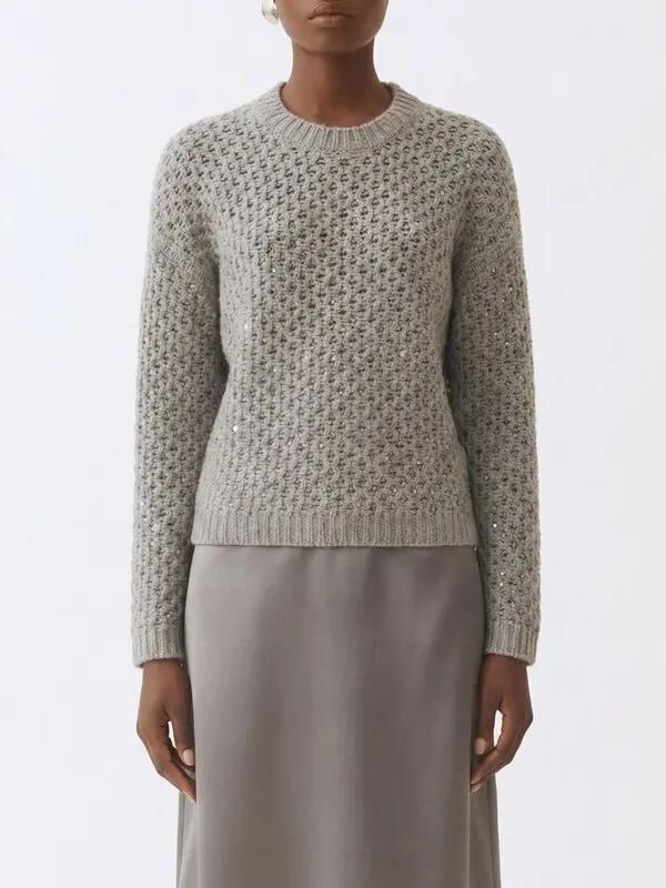 Fabiana Filippi Virgin Wool, Cashmere, And Silk Knit Top - Grey