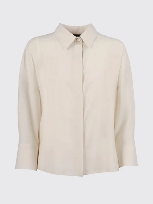 Fabiana Filippi Oversized Shirt In Fresh Wool With Diamond Thread