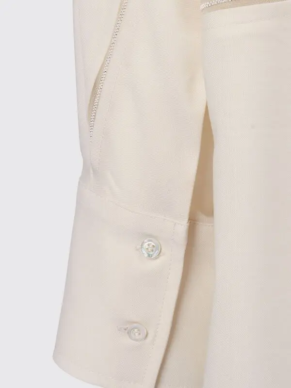Fabiana Filippi Oversized Shirt In Fresh Wool With Diamond Thread