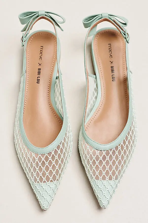 BIBI LOU Maeve X Slingback Flats - Aloe