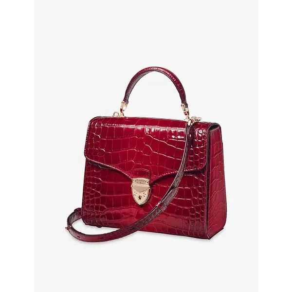 ASPINAL OF LONDON Mayfair Croc-embossed Leather Top-handle Bag - Cherry