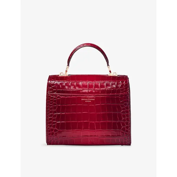 ASPINAL OF LONDON Mayfair Croc-embossed Leather Top-handle Bag - Cherry
