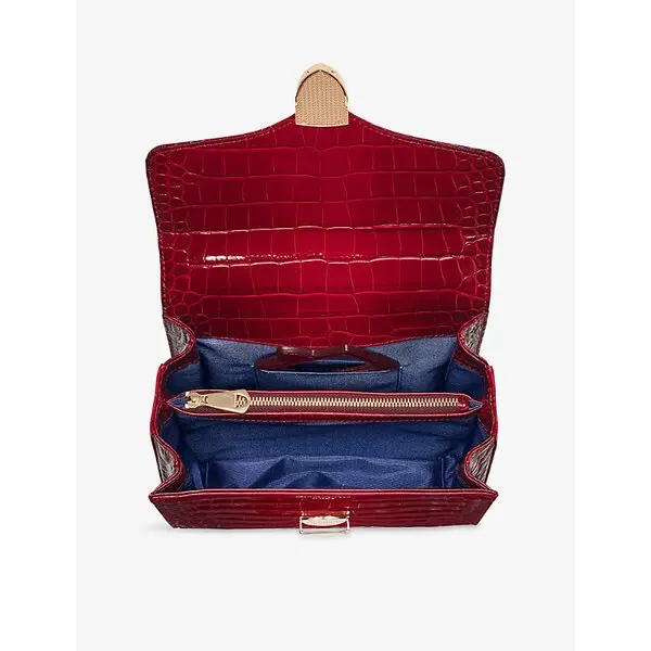 ASPINAL OF LONDON Mayfair Croc-embossed Leather Top-handle Bag - Cherry