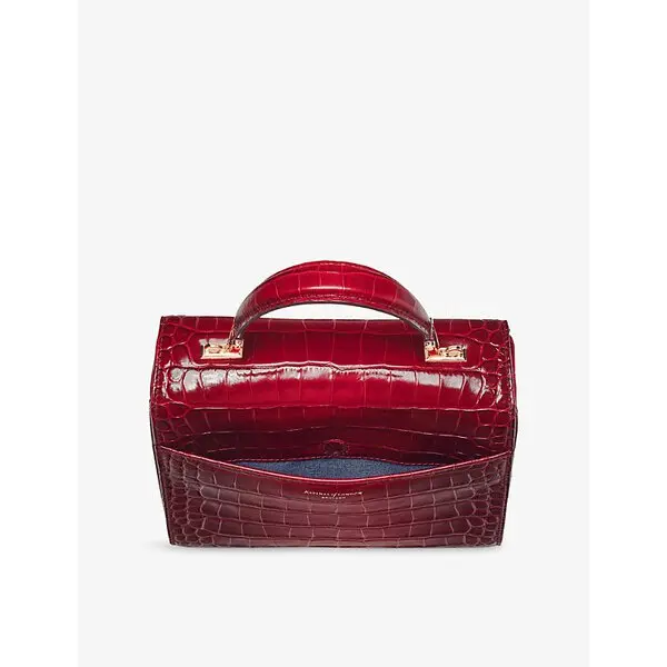 ASPINAL OF LONDON Mayfair Croc-embossed Leather Top-handle Bag - Cherry