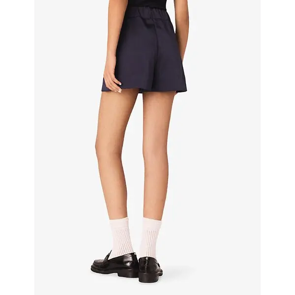 Maje Buckle Embellished Satin Shorts - Navy