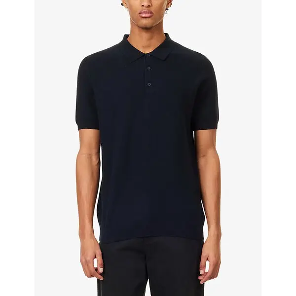 Sunspel Textured Short-sleeves Cotton-knit Polo Shirt - Navy
