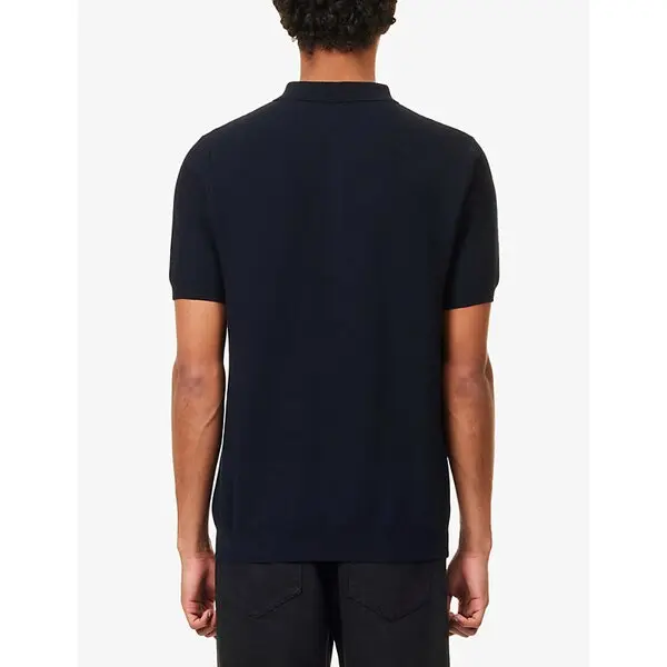 Sunspel Textured Short-sleeves Cotton-knit Polo Shirt - Navy