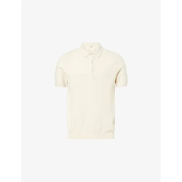 Sunspel Textured Short-sleeves Cotton-knit Polo Shirt - Ecru