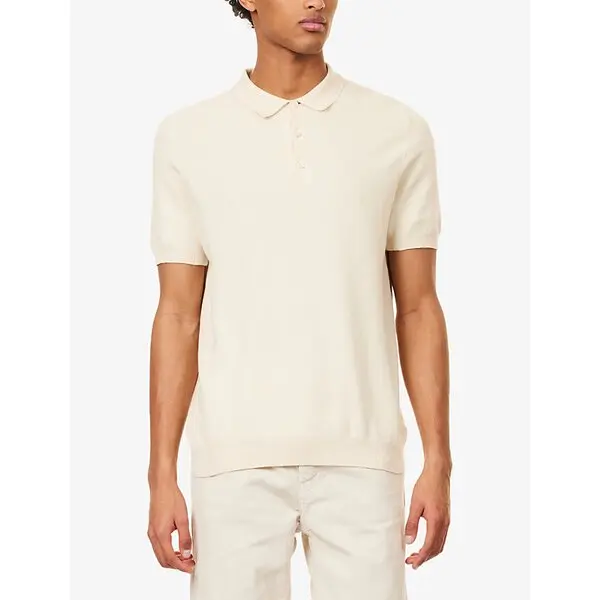 Sunspel Textured Short-sleeves Cotton-knit Polo Shirt - Ecru