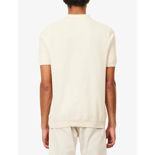 Sunspel Textured Short-sleeves Cotton-knit Polo Shirt - Ecru