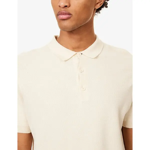 Sunspel Textured Short-sleeves Cotton-knit Polo Shirt - Ecru