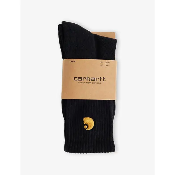 Carhartt Work In Progress Chase Logo-embroidered Socks - Black / Gold