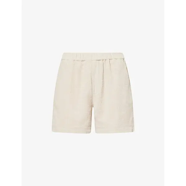 FRAME Open Weave Drawstring Cotton-blend Shorts - Light Stone