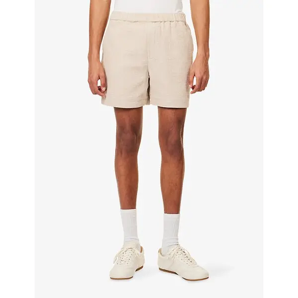 FRAME Open Weave Drawstring Cotton-blend Shorts - Light Stone