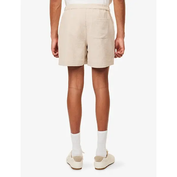 FRAME Open Weave Drawstring Cotton-blend Shorts - Light Stone