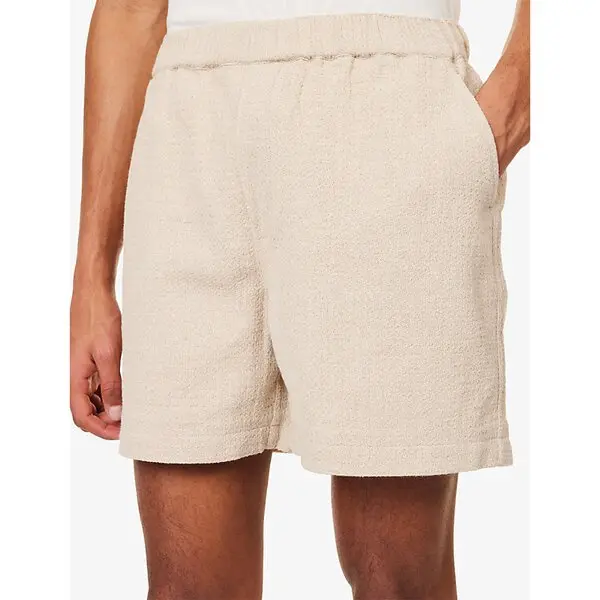 FRAME Open Weave Drawstring Cotton-blend Shorts - Light Stone