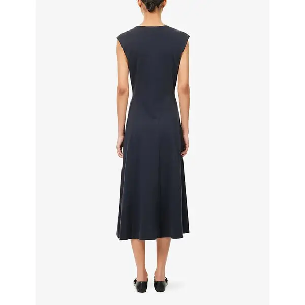 FRAME Flared Cotton Midi Dress