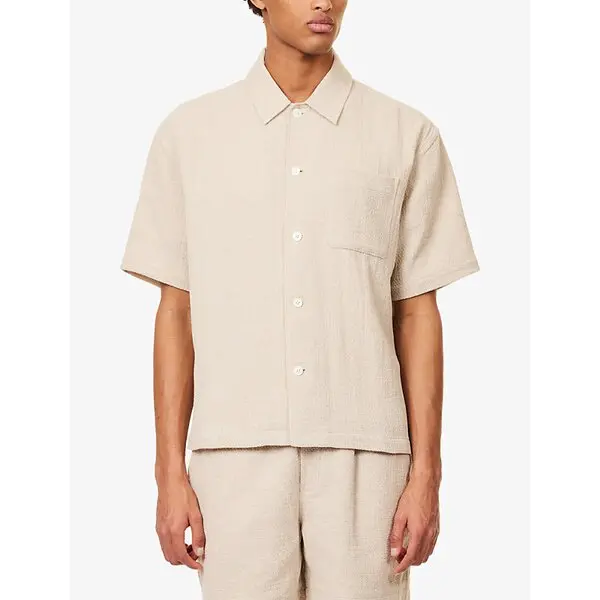 FRAME Open Weave Short-sleeves Cotton-blend Shirt