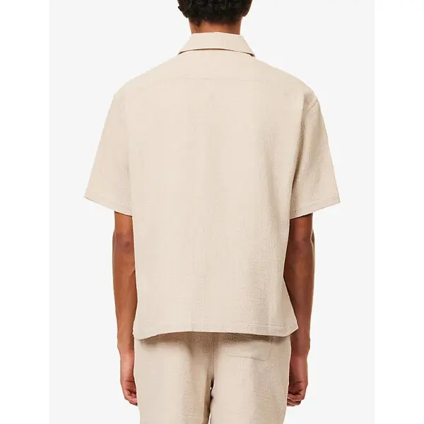 FRAME Open Weave Short-sleeves Cotton-blend Shirt