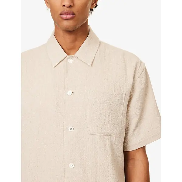FRAME Open Weave Short-sleeves Cotton-blend Shirt