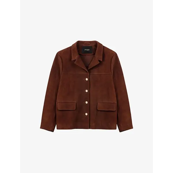 Maje Relaxed-fit Suede Jacket - Chocolate