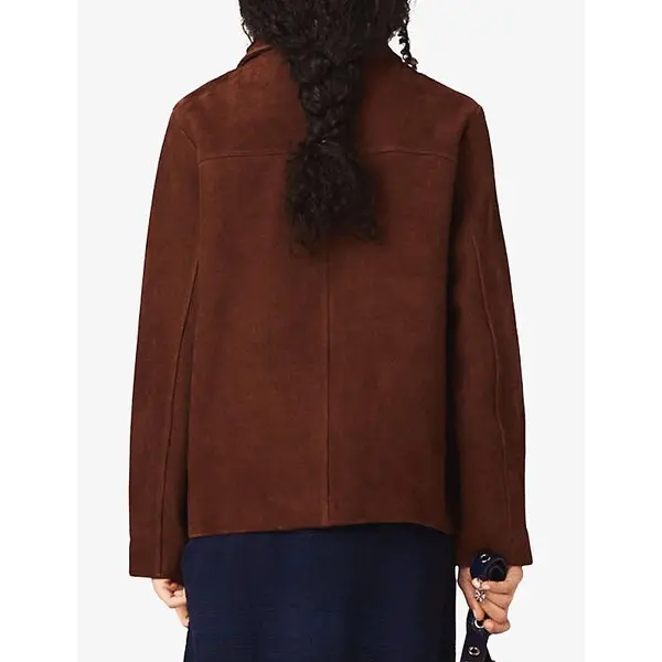 Maje Relaxed-fit Suede Jacket - Chocolate